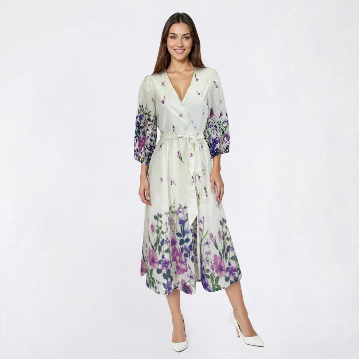 Click here for Womens Harlow & Rose Long Sleeve Floral Surplice N... prices